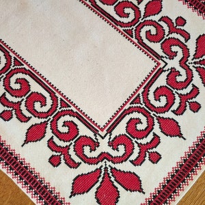 Finished Cross Stitch Tablecloth Set, Vintage Cross Stitch Decor - Etsy