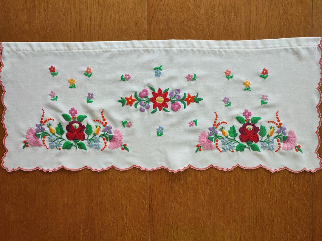 Vintage Hungarian Hand Embroidered Curtain Kalocsa Folk Art - Etsy
