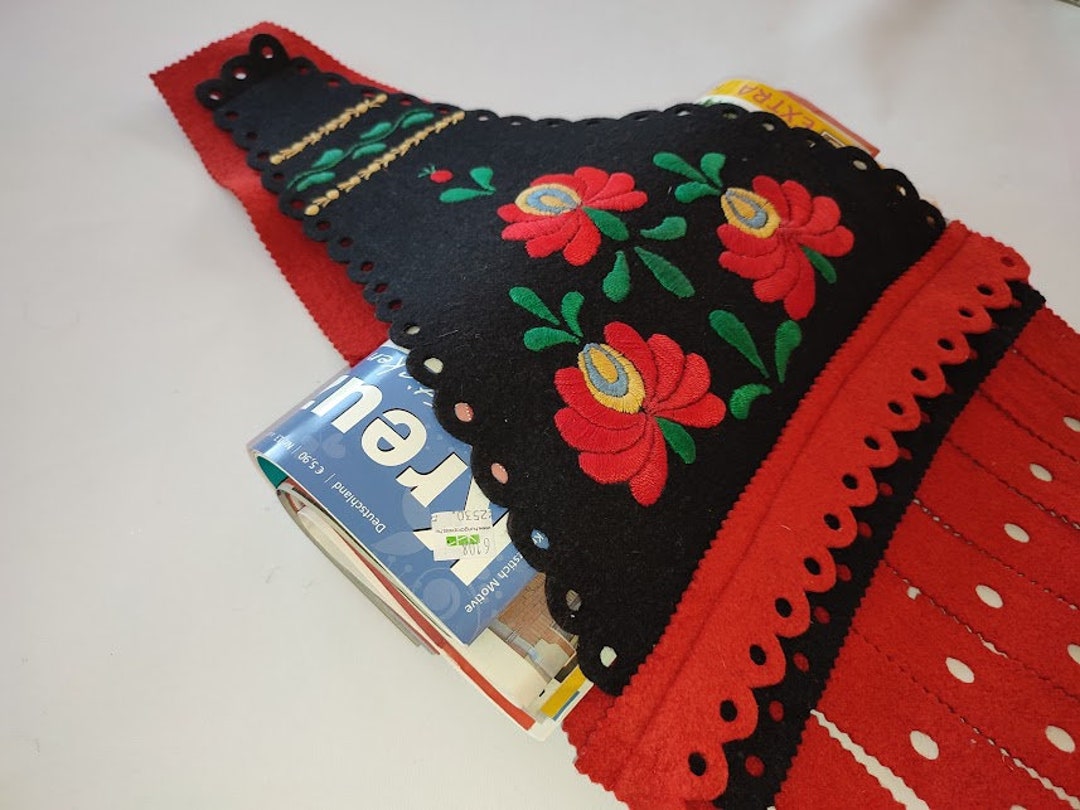 Hand Embroidered Felt Holder, Vintage Matyo Folk Art, Hungarian ...
