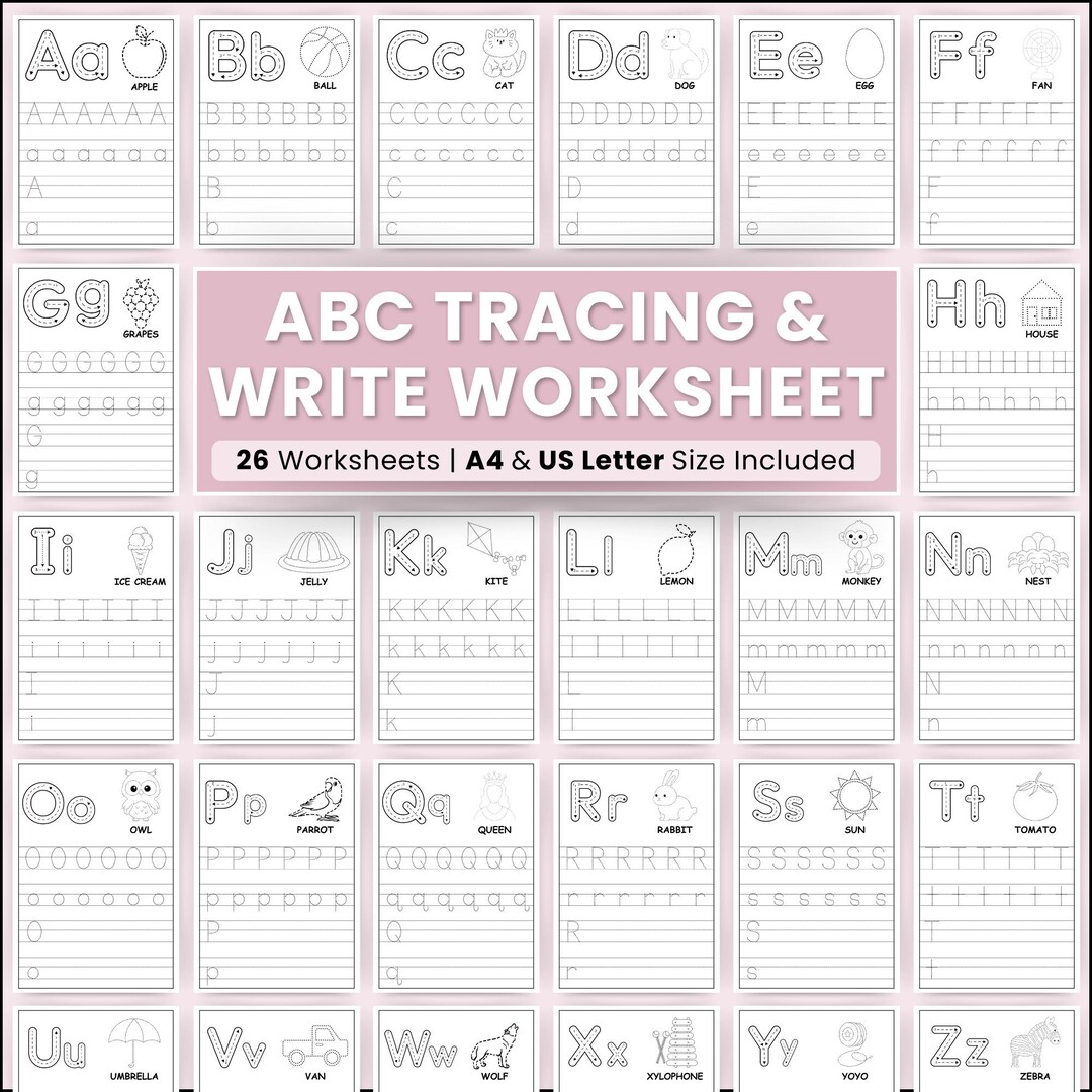 Letter Trace & Write Worksheet Printable, Alphabet Busy Book, Learning ...