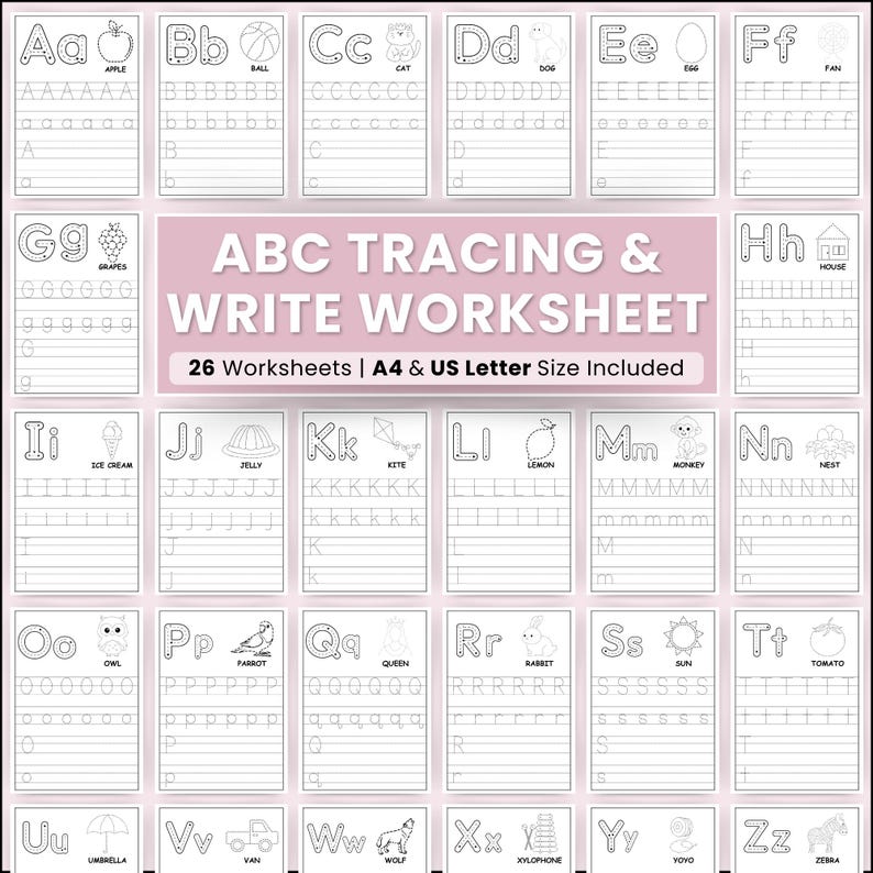 Hoja de trabajo imprimible para trazar y escribir letras, libro de ...