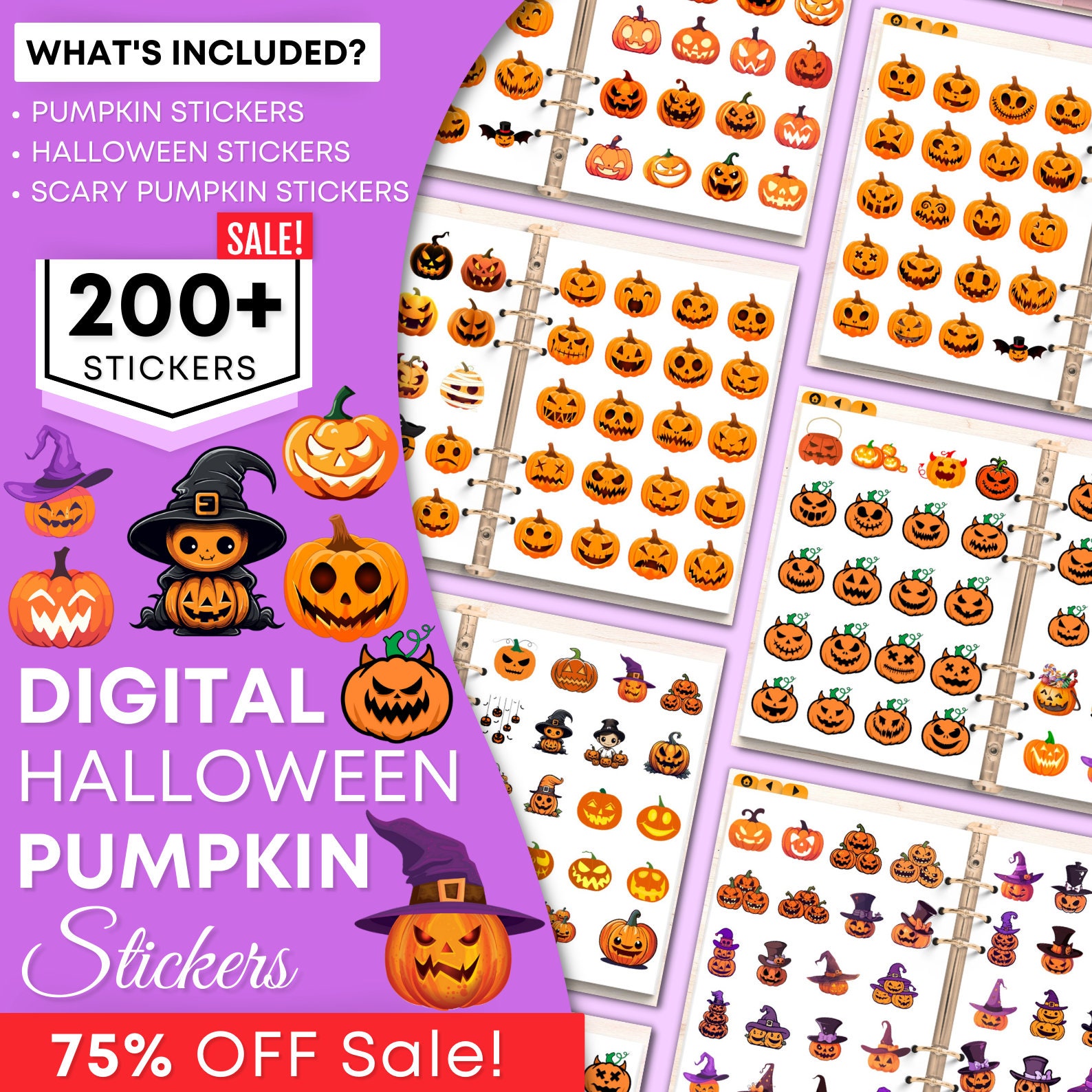 Halloween Digital Stickers Cute Spooky Stickers Halloween - Etsy