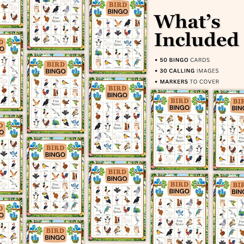 Bird Bingo Printable Game, Kids Bird Bingo, Educational Nature Game ...