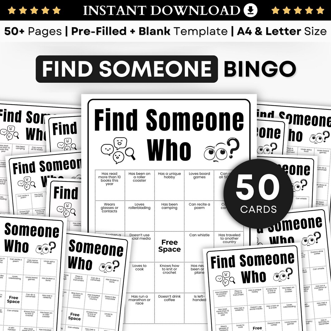 Get to Know You Bingo, Find Someone Who Bingo, Find the Guest Bingo ...