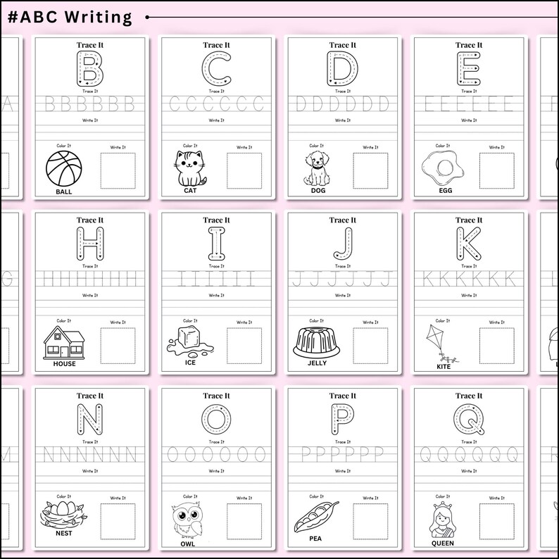Letter Trace & Color Worksheet Printable, Alphabet Busy Book, Learning ...