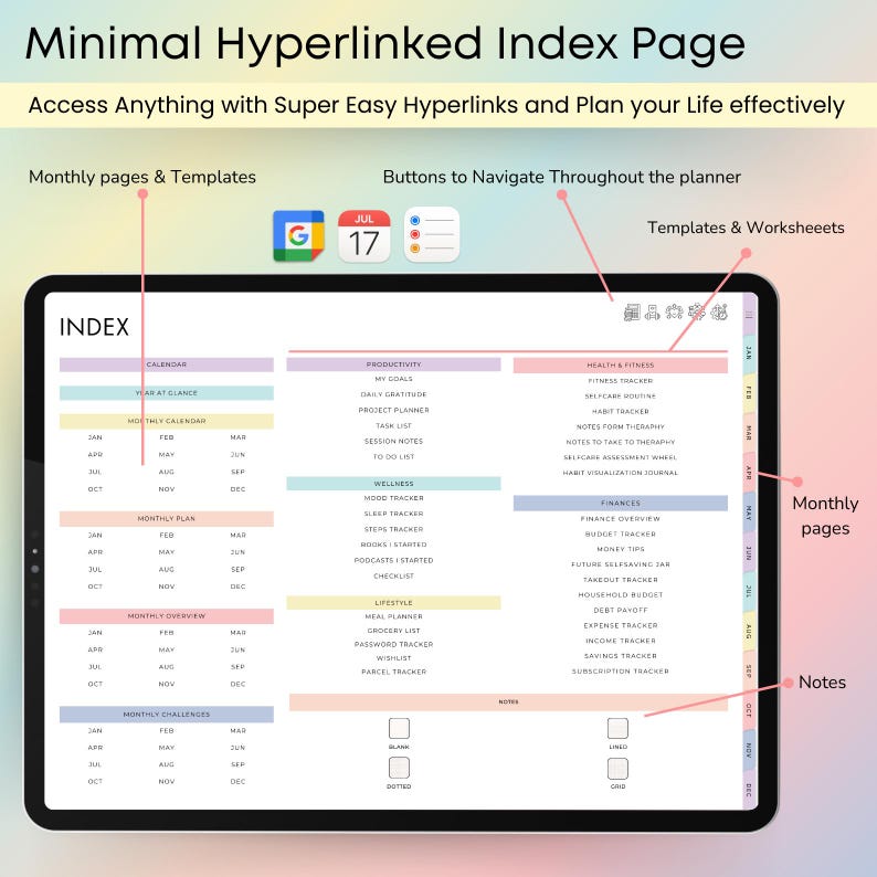 All-in-one Digital Planner 2024, 2025, 2026, Digital Planner, Digital ...