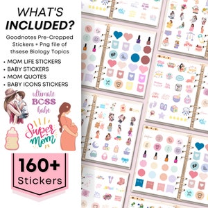 Mom Life Sticker Book for Goodnotes, PNG Files of Digital Stickers ...