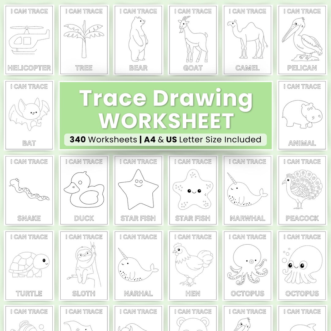Preschool Lined Tracing Worksheets Bundle, Line Trace Page Printable ...