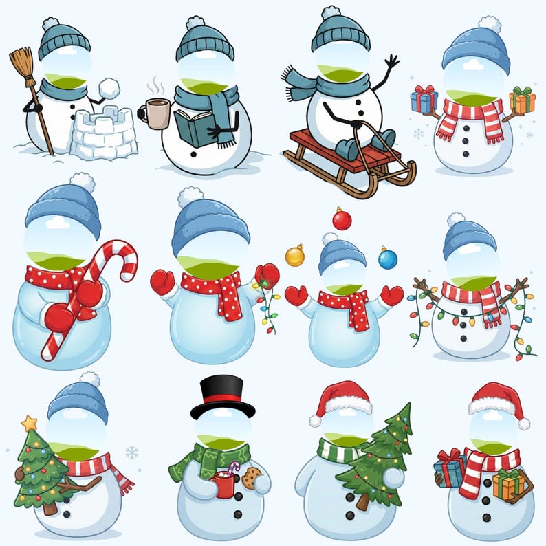 Snowmen Add Your Own Face Bundle, Snowmen Blank Face Template, Snowmen ...