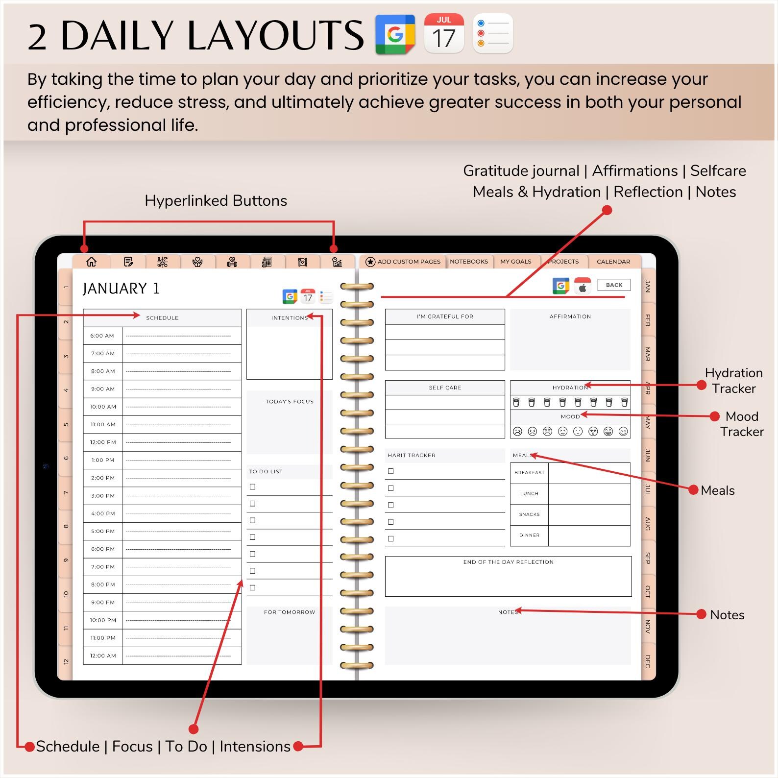 Minimal Digital Planner 2025 2026 2027, Hyperlink Digital Planner ...