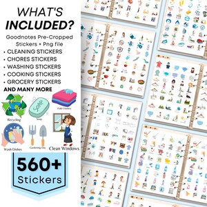 Cleaning Digital Stickers Book for Goodnotes, PNG Files of Digital ...