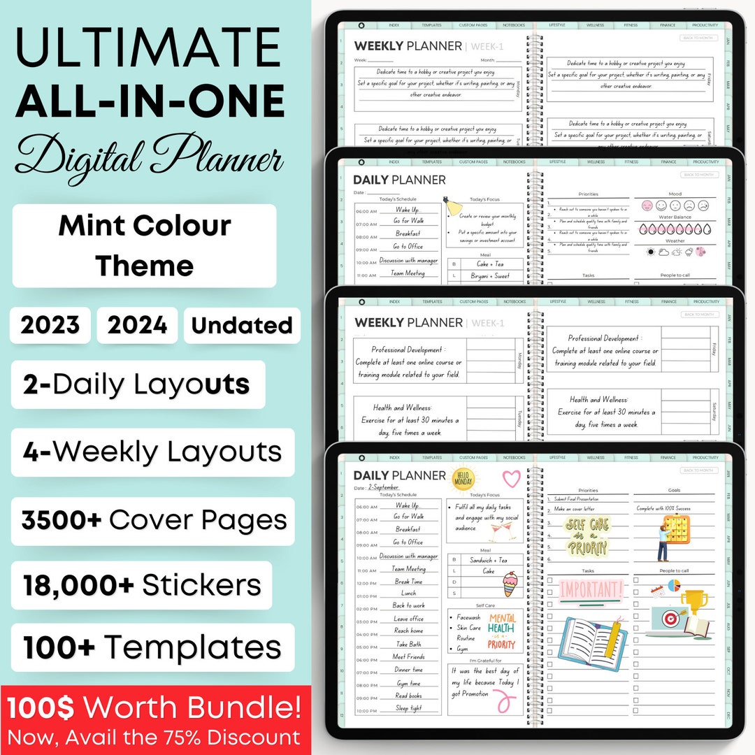 Digital Planner 2023 2024 Undated Digital Planners | Goodnotes Planner ...