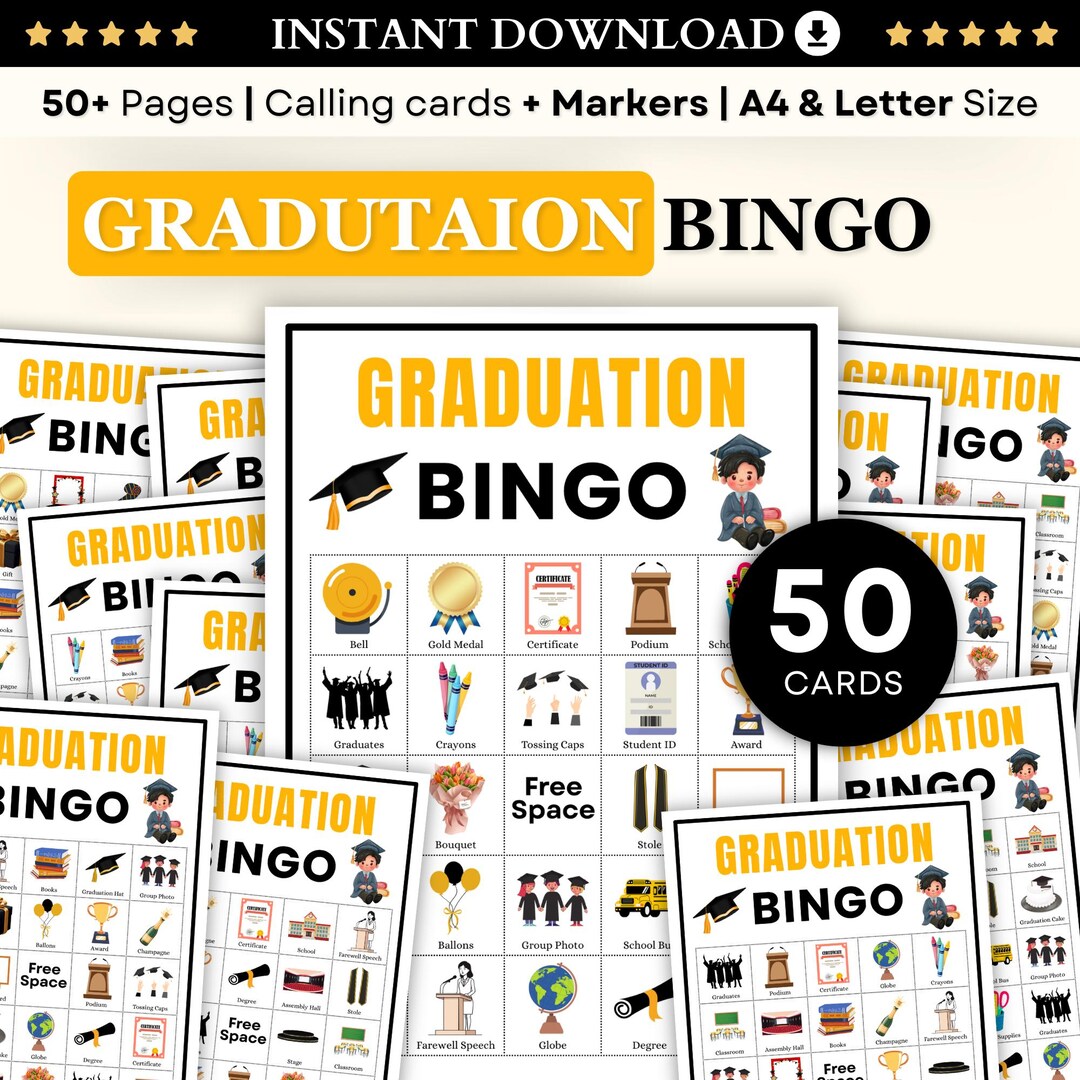 50+ Graduation Bingo, Graduation Bingo Cards, Graduation Activity ...