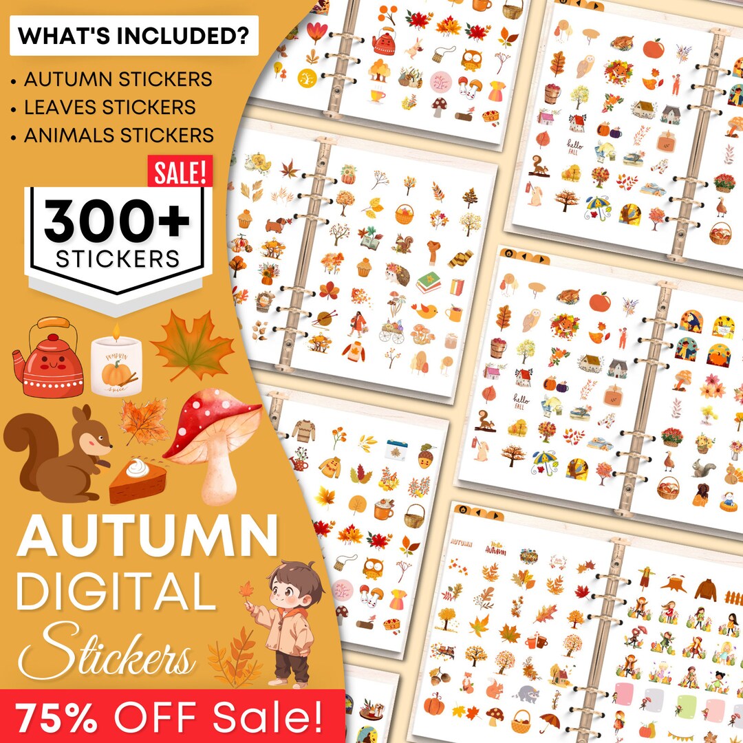 Autumn Digital Stickers, PNG Stickers, Goodnotes Stickers, Onenote ...