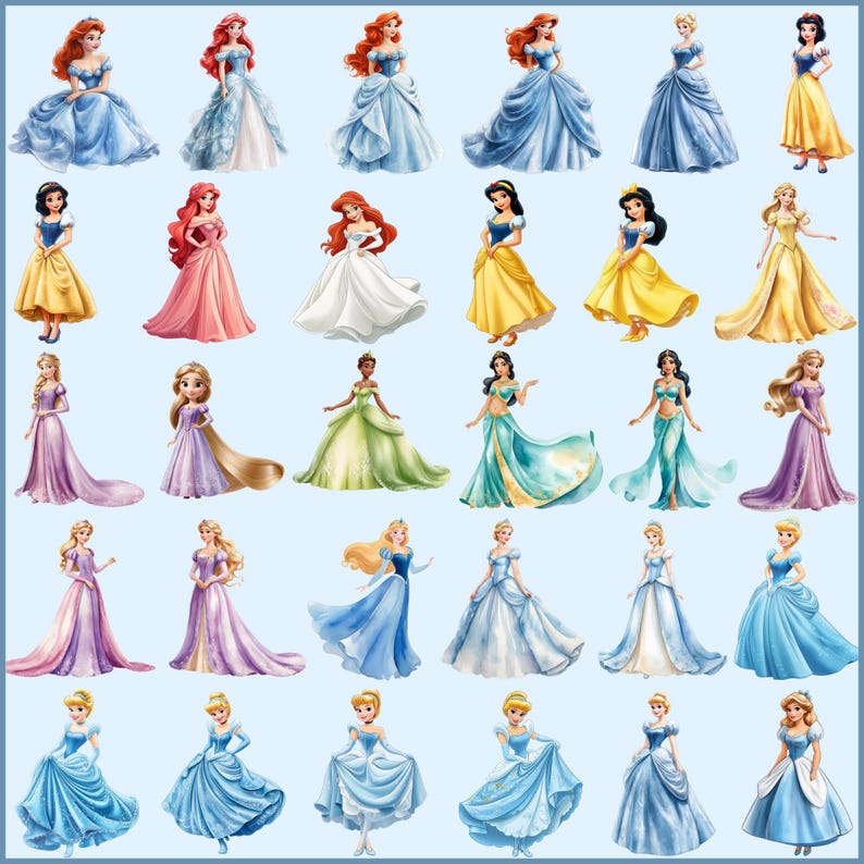 Watercolor Princess Clipart, Unique Hand Drawn Princess Graphics ...