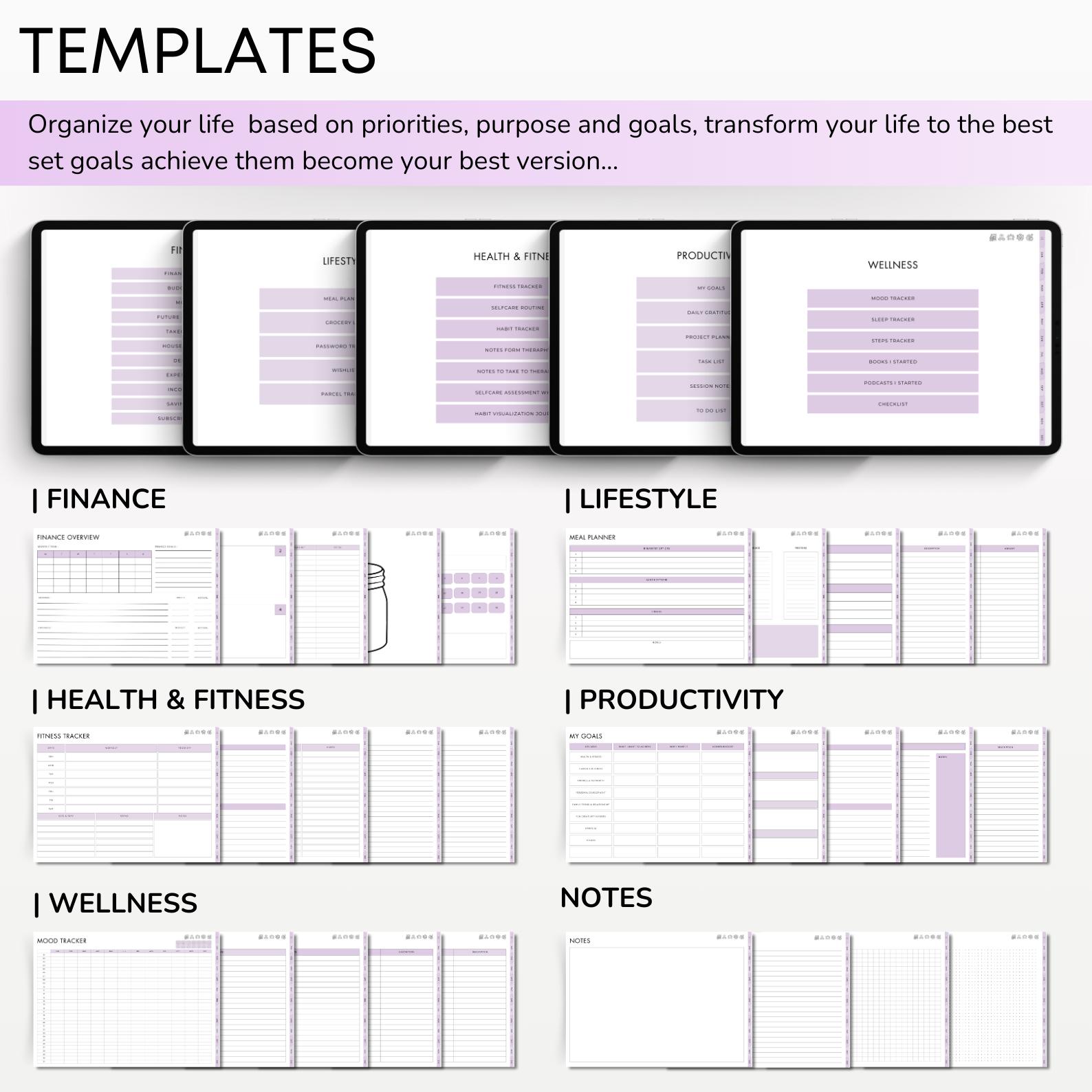 All-in-one Digital Planner 2024, 2025, 2026, Undated Digital Planner ...