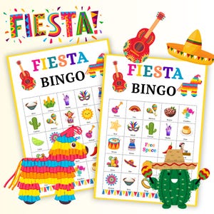 Fiesta Bingo, 30 Printable Fiesta Bingo Cards, Fiesta Activity for Kids ...