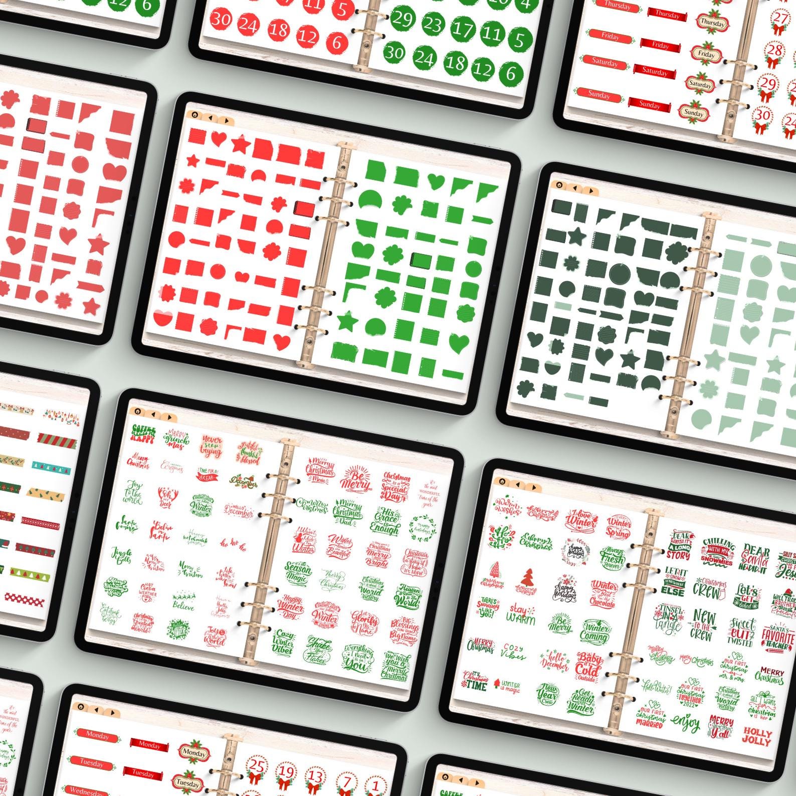 December Monthly Holiday Goodnotes Stickers | Cute Digital Note ...