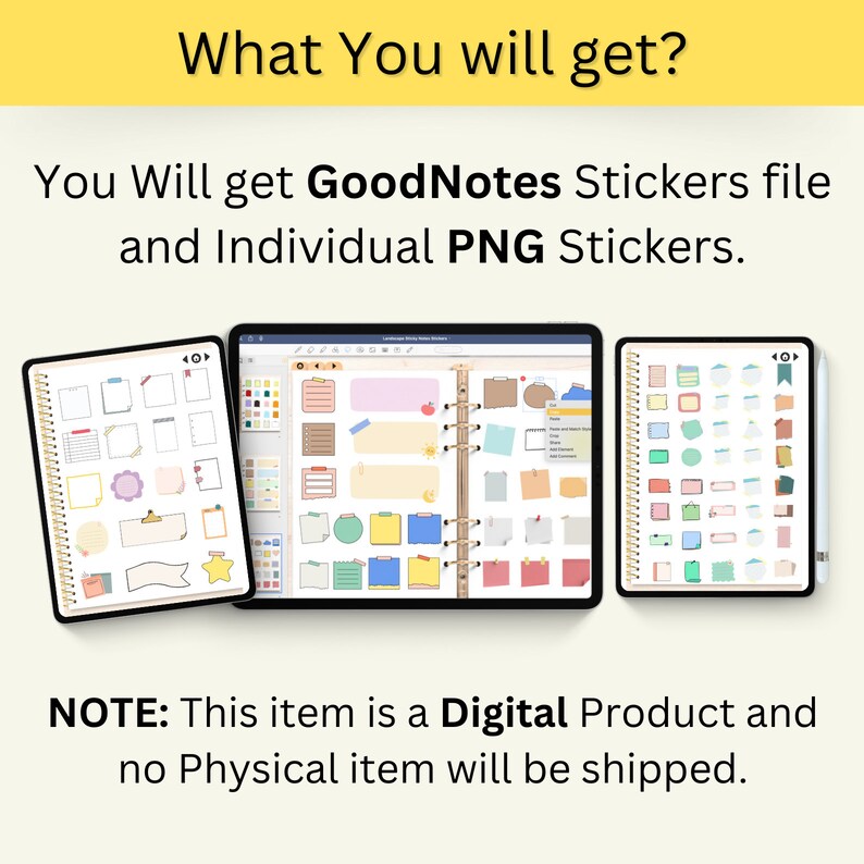 300 Digital Sticky Notes, Goodnotes Sticky Notes, Digital Stickers ...