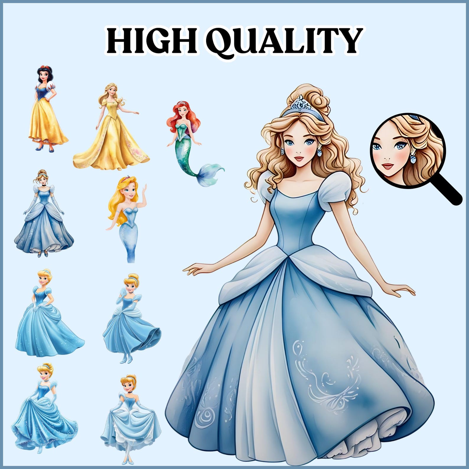 Watercolor Princess Clipart, Unique Hand Drawn Princess Graphics ...