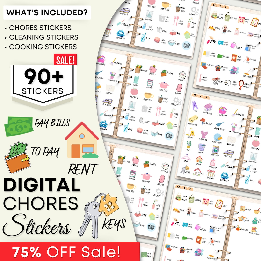 House Chore Goodnotes Stickers | Personal Chore Digital Stickers| Home ...