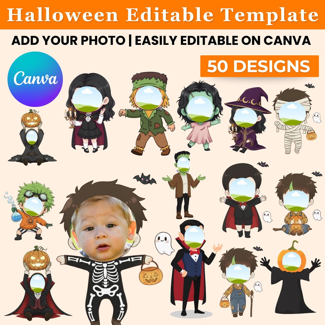 Halloween Add Your Own Photo Picture Bundle, Custom Photo PNG ...