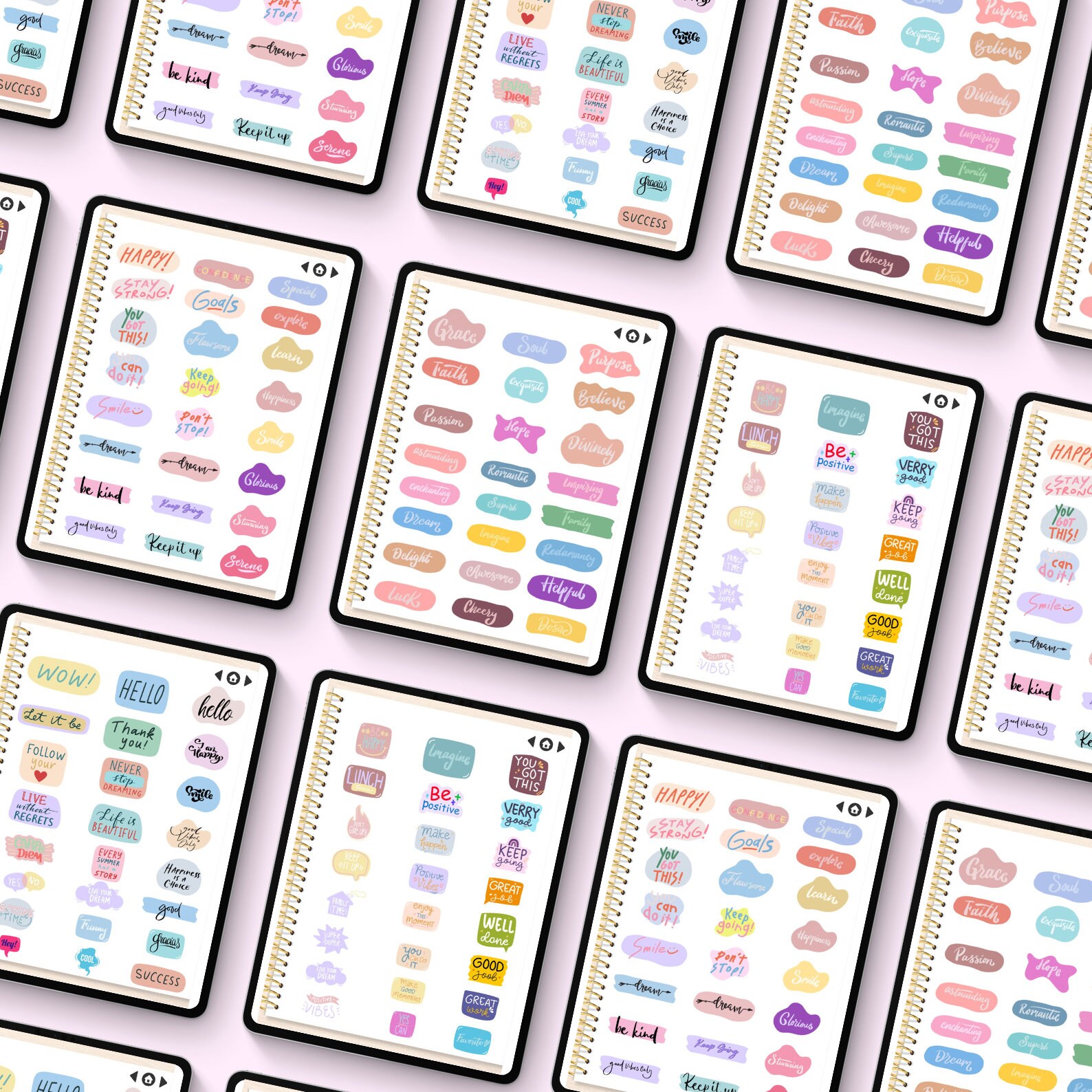 Words Digital Stickers, Positive Words and Quotes, Word Reminder ...