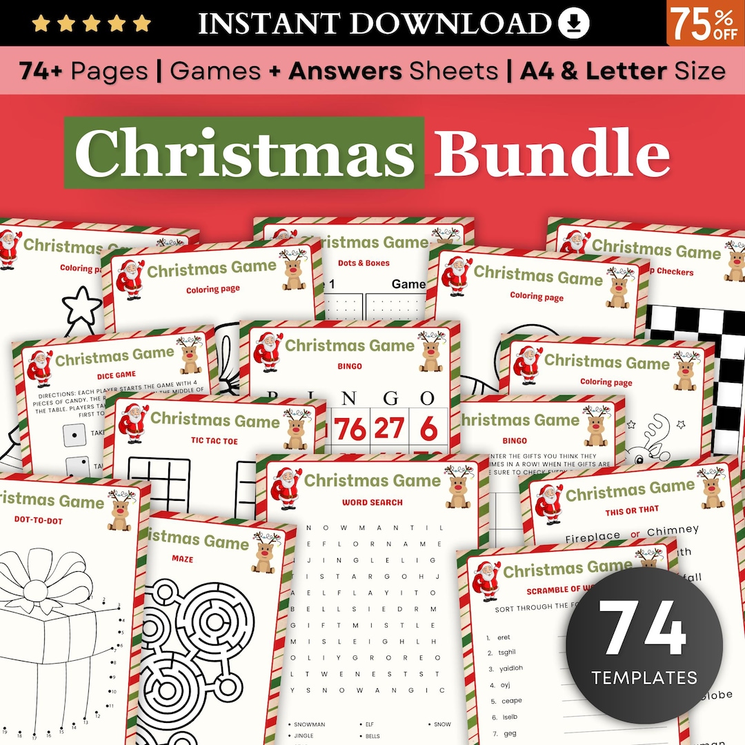 Christmas Games MEGA BUNDLE, 56 Printable Christmas Party Games ...