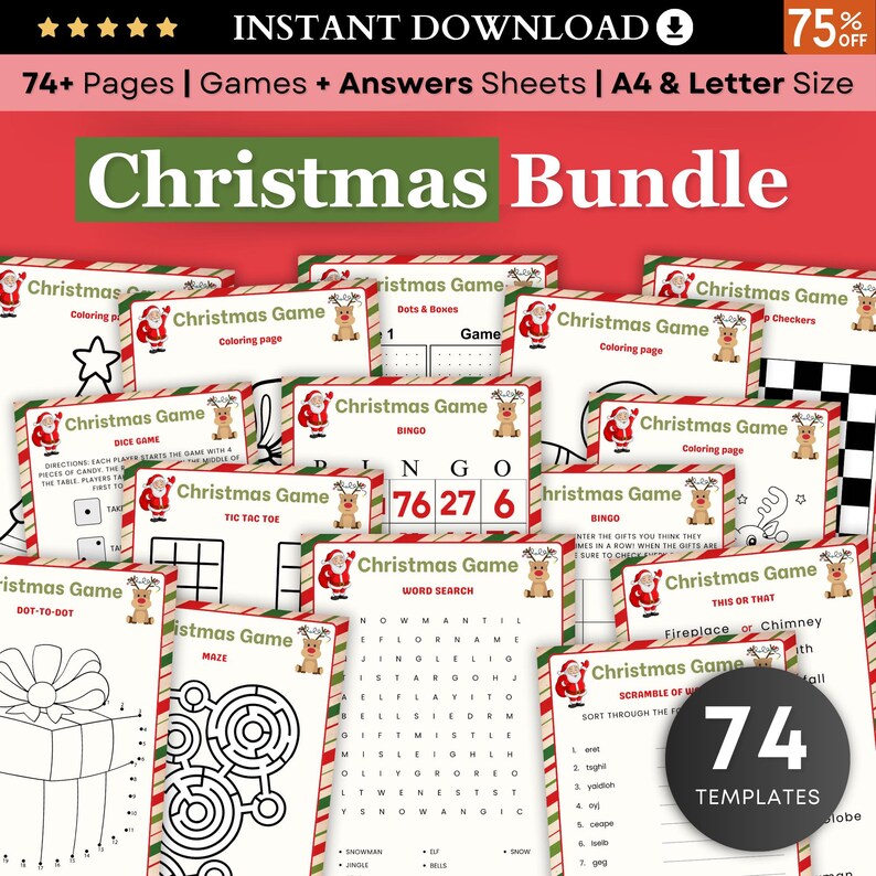Christmas Games MEGA BUNDLE, 56 Printable Christmas Party Games ...