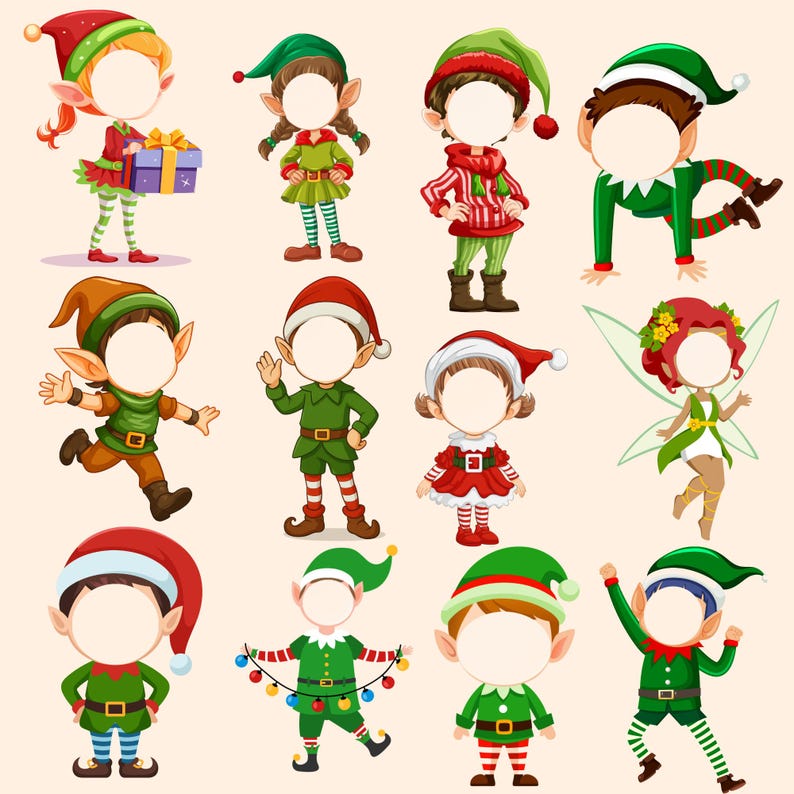 Elf Photo Templates, Add Your Face, 120+ Designs, Christmas PNG PSD PDF ...