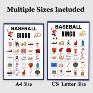 Baseball Bingo Game Printable, 50 Unique Bingo Cards, Sports Party ...