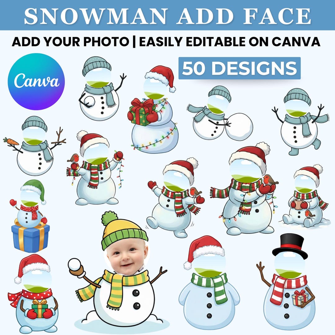 Snowmen Add Your Own Face Bundle, Snowmen Blank Face Template, Snowmen ...