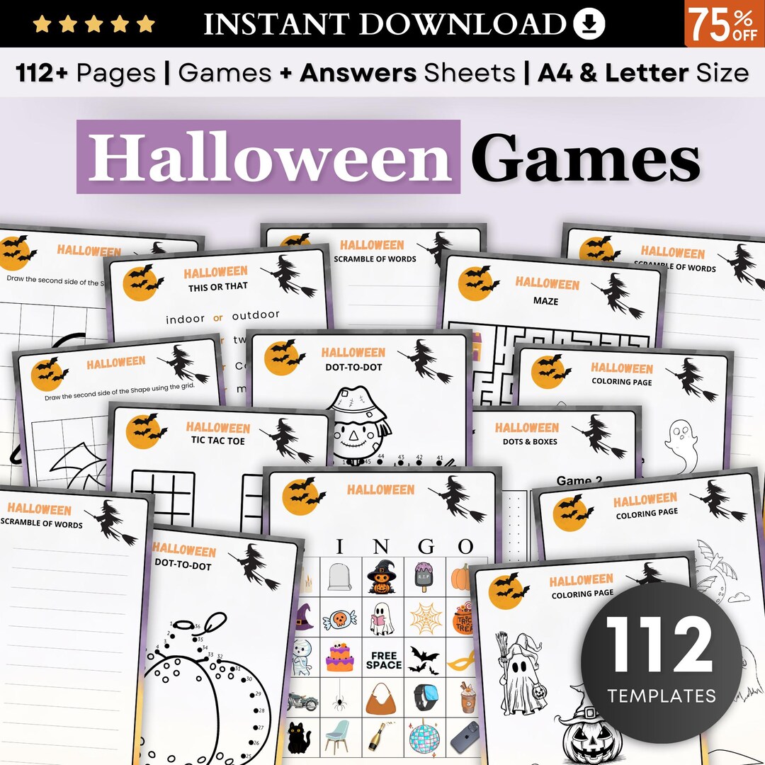 110+ Halloween Printable Games Bundle | Halloween Party Games ...