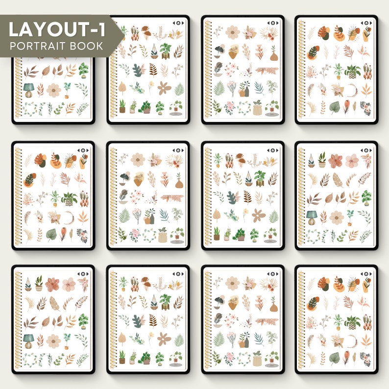 Boho Botanical Digital Stickers for Goodnotes, Daily Digital Sticker ...