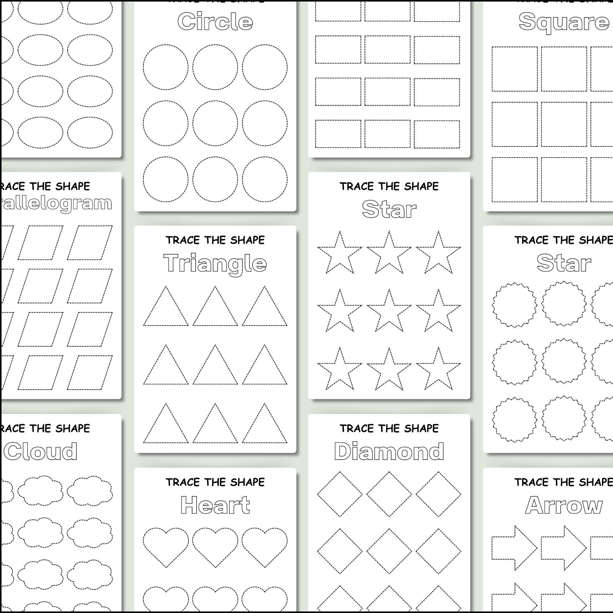Preschool Shape Tracing, Basic Shape Tracing, Shape Tracing Worksheets ...