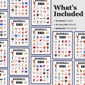 Baseball Bingo Game Printable, 50 Unique Bingo Cards, Sports Party ...