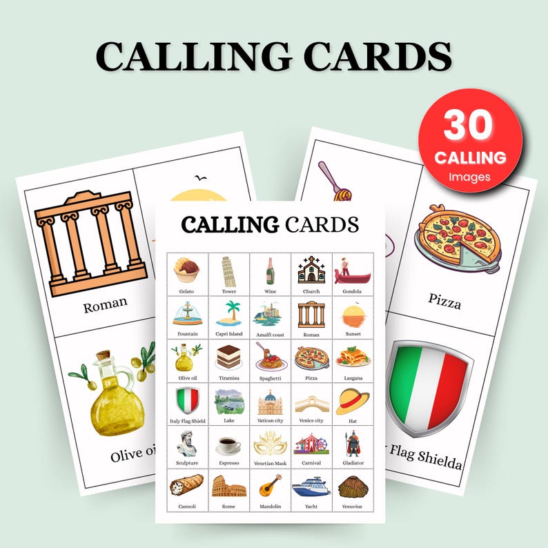 Italy Travel Bingo – 50 Italian Bingo Cards, Travel Game, Italy ...