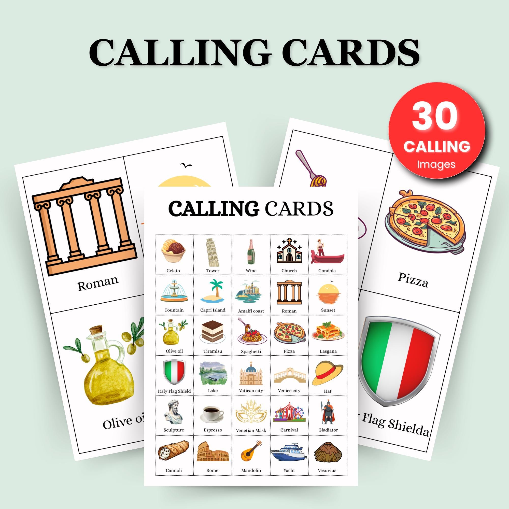 Italy Travel Bingo – 50 Italian Bingo Cards, Travel Game, Italy ...