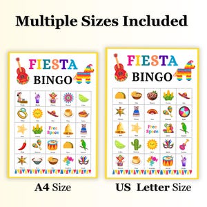 Fiesta Bingo, 30 Printable Fiesta Bingo Cards, Fiesta Activity for Kids ...