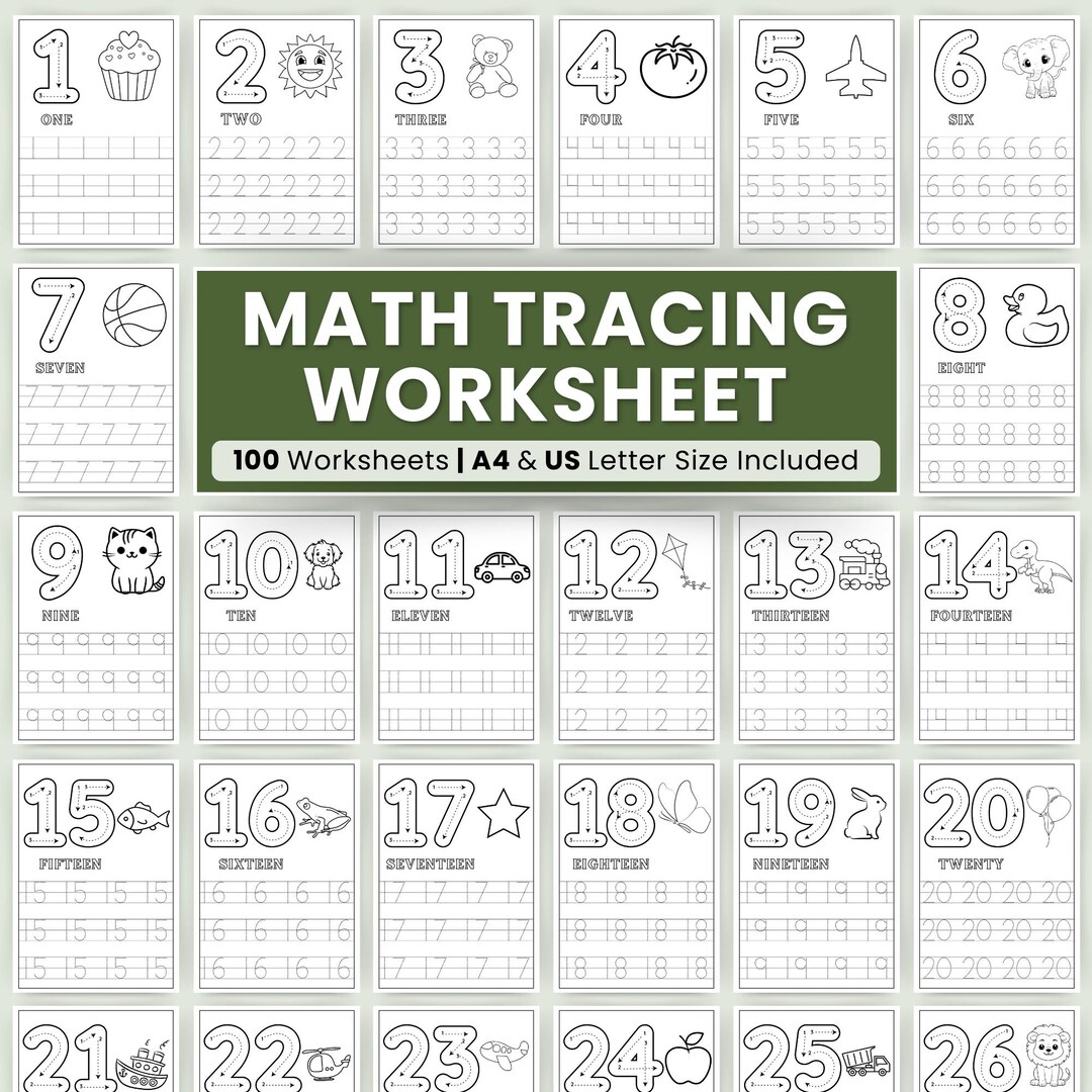 100 Number Tracing Worksheets, Traceable Numbers, Preschool Worksheets ...