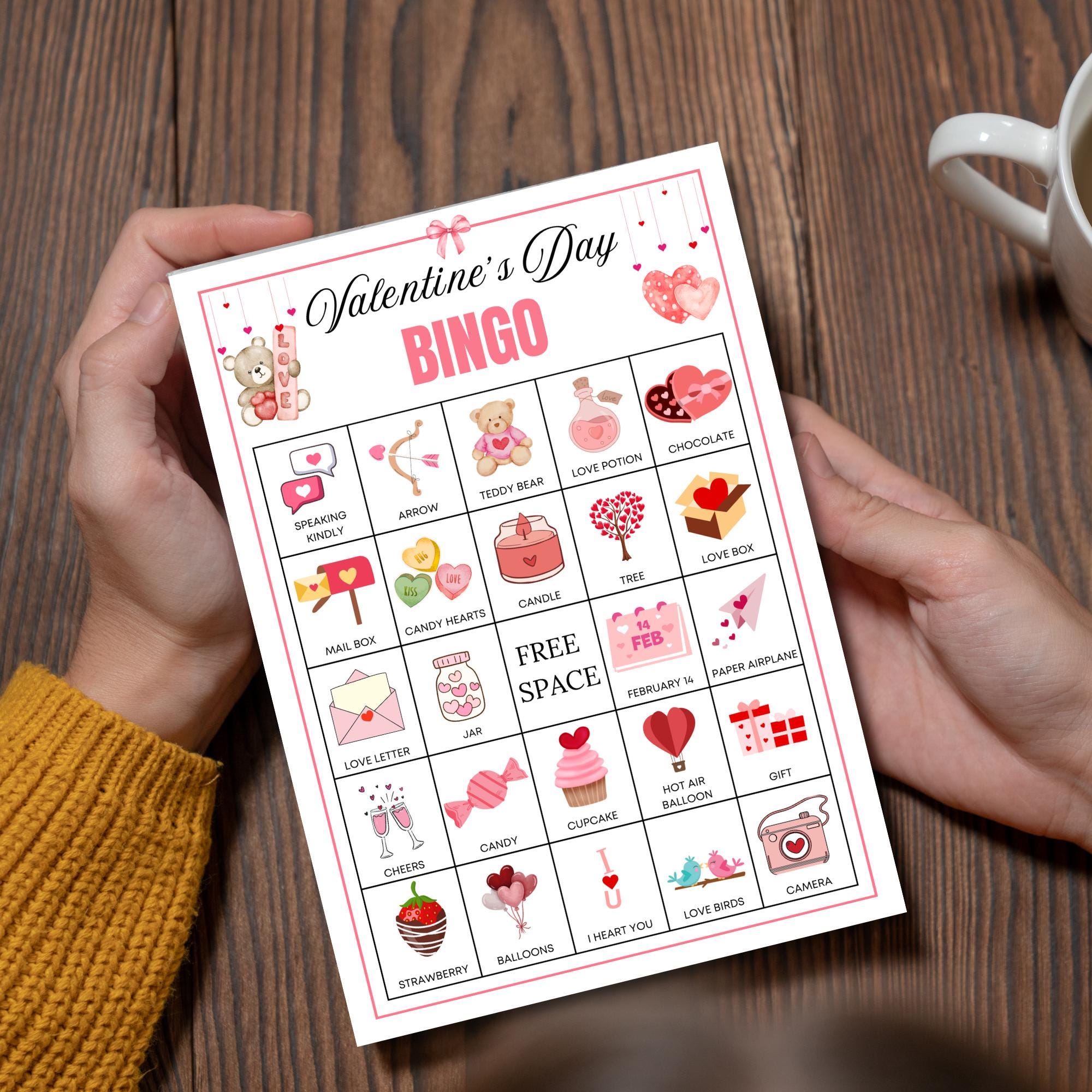 60 Valentines Bingo Game Cards Printable, Valentine's Day Bingo Cards ...