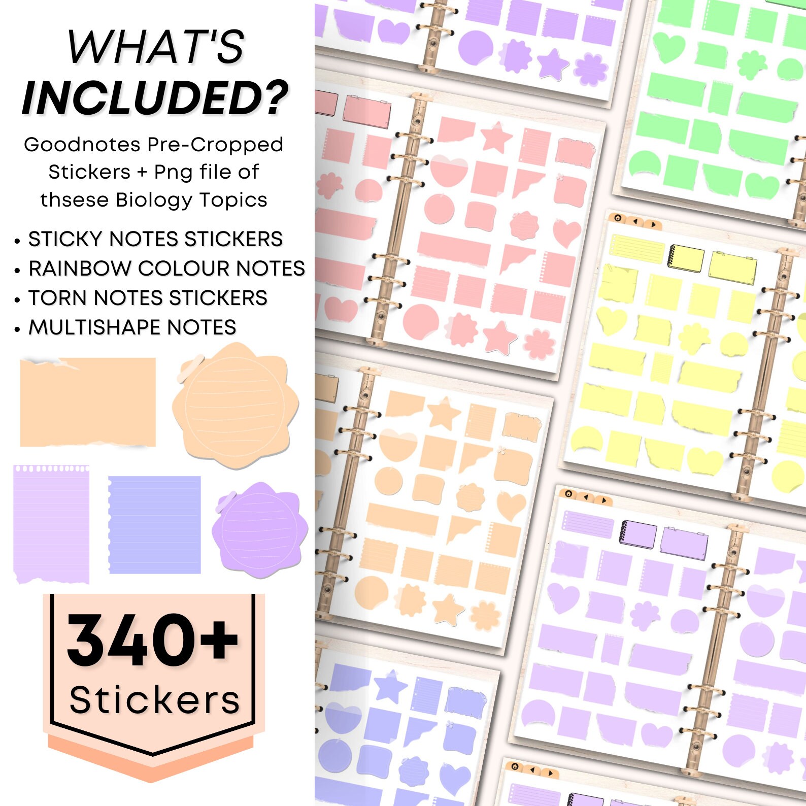 Rainbow Digital Planner Stickers, Student Digital Sticky Notes for iPad ...