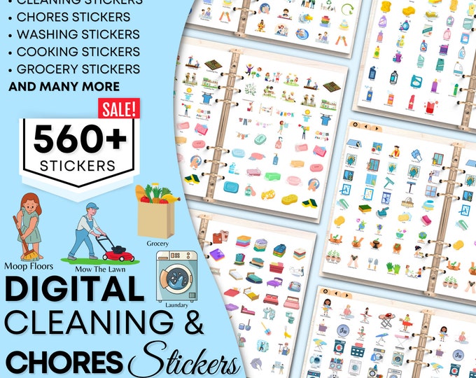 Cute Household Chores Digital Planner Stickers | Cleaning Day Goodnotes ...