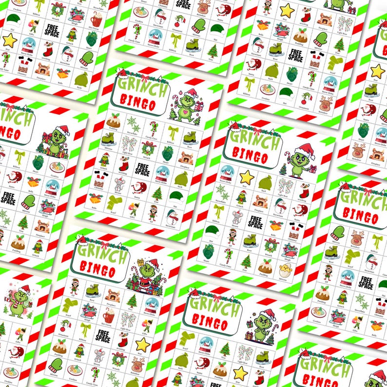 Grinch Bingo, Grinch Christmas Games Bundle, Printable Digital Game ...