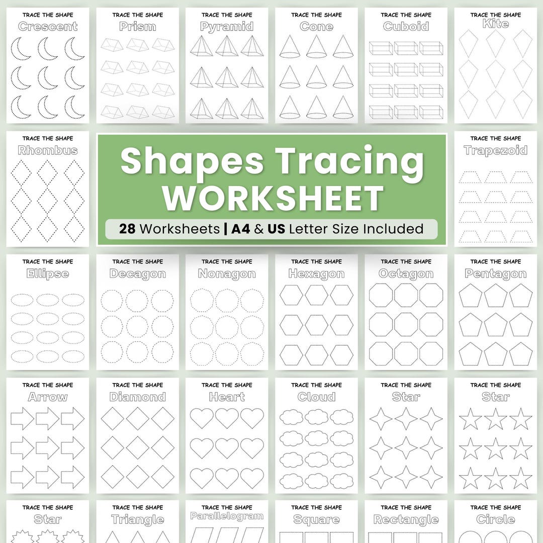 Preschool Shape Tracing, Basic Shape Tracing, Shape Tracing Worksheets ...