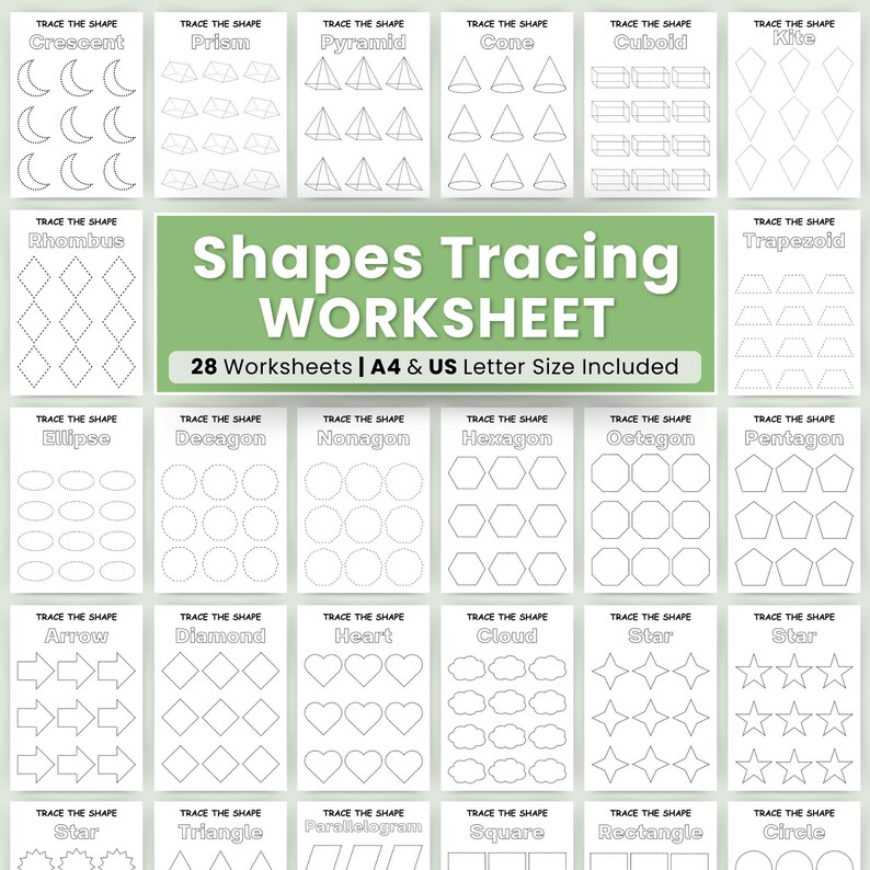 Preschool Shape Tracing, Basic Shape Tracing, Shape Tracing Worksheets ...
