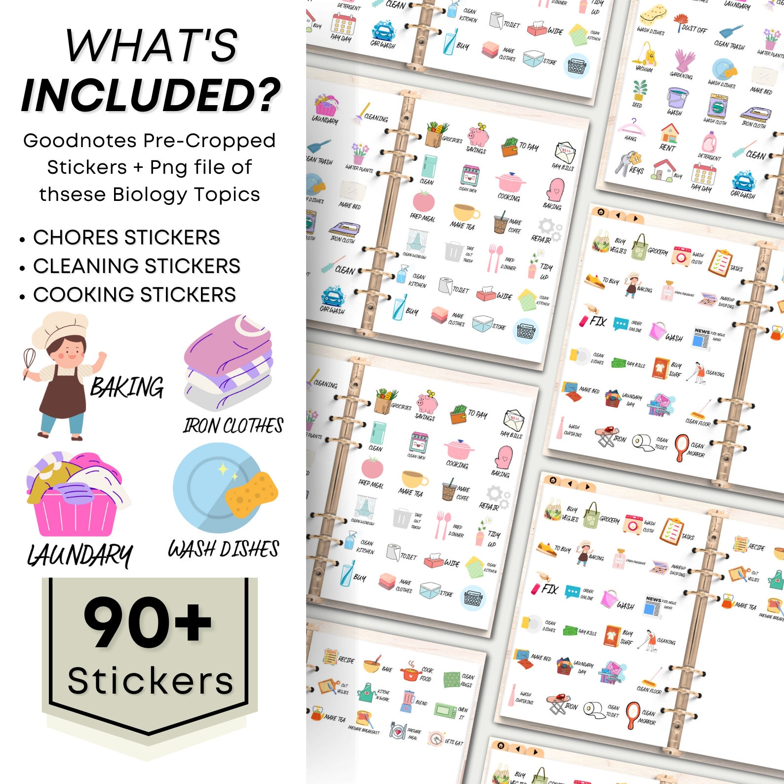 House Chore Goodnotes Stickers | Personal Chore Digital Stickers| Home ...