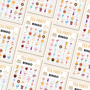Tea Party Bingo, 40 Unique Printable Tea Party Bingo Cards, Tea Party ...