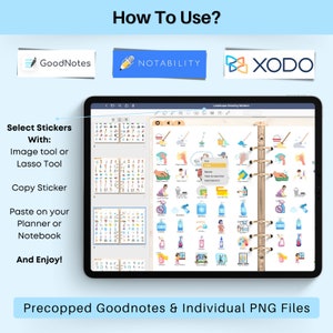 Cleaning Digital Stickers Book for Goodnotes, PNG Files of Digital ...