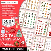 December Christmas Stickers, Red Christmas Digital Stickers, Goodnotes ...